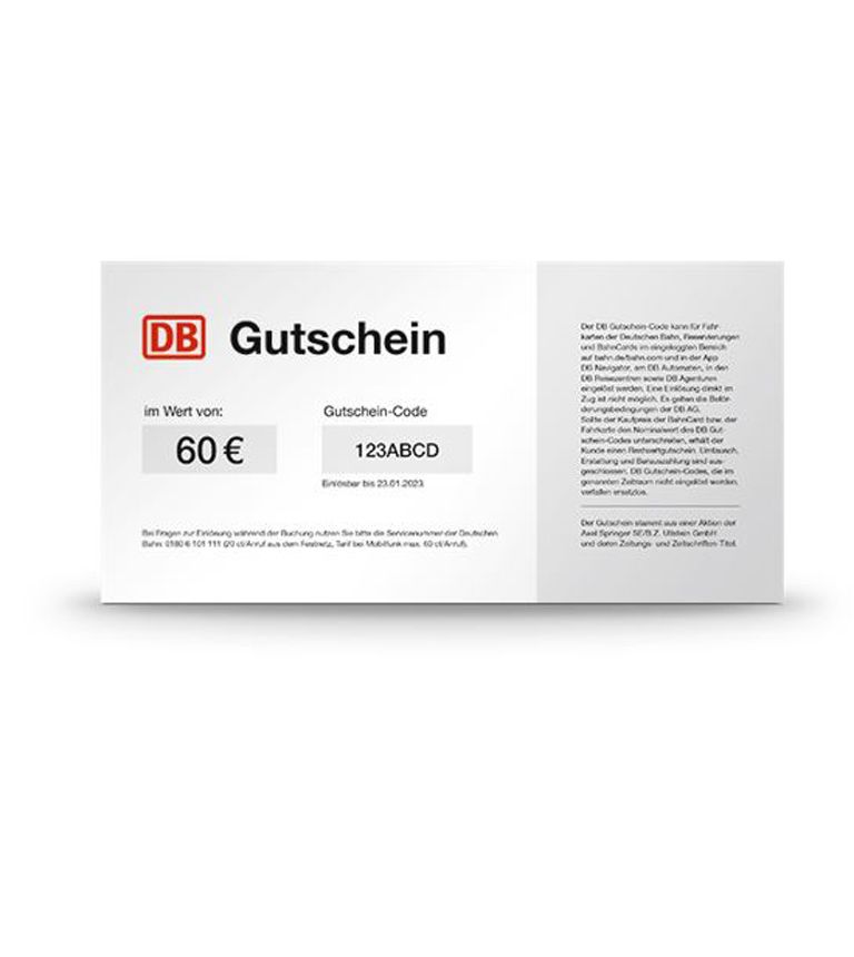 1 X 100 Euro Und 30 X 60 Euro Gutscheine Der Deutschen Bahn AUTO BILD